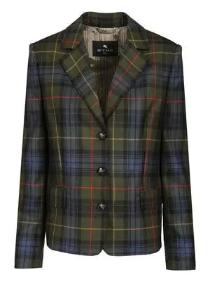 Etro Single-breasted Checked Wool Blazer - Multicolor