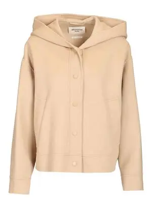 Max Mara Double Wool Hooded Jacket With Dropped Shoulders - Cream
