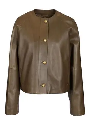 MAX MARA Max Mara Crew Neck Nappa Leather Jacket