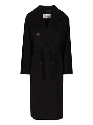 Max Mara Max Mara Madame Double-Breasted Wool And Cashmere Blend Coat Black