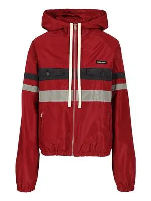 Miu Miu Blouson In Technical Canvas With Drawstring Hood - Red