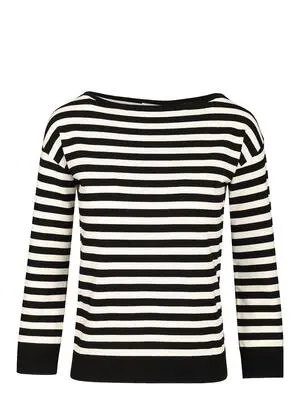 MAX MARA WEEKEND MAX MARA Striped Boat Neck Viscose Blend Sweater