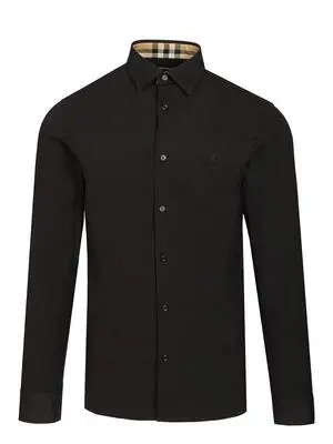 Burberry Slim Fit Shirt In Stretch Cotton - Black