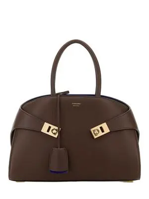 FERRAGAMO Salvatore Leather Small Hug Handbag - Brown
