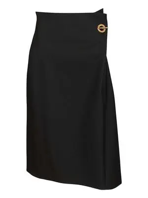 Celine Mohair Wool Midi Skirt With Gold Tone Chain Detail - Black