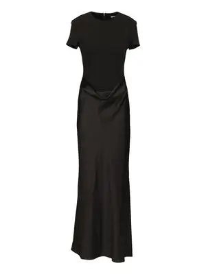 ROTATE BY BIRGER CHRISTENSEN Cap Sleeve Draped Maxi Dress - Black