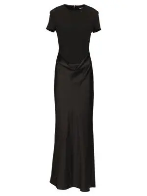 ROTATE BY BIRGER CHRISTENSEN Cap Sleeve Draped Maxi Dress - Black