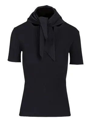 Max Mara Ribbed Knit Scarf Sweater - Blue