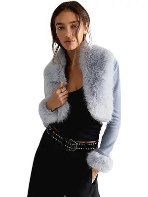 Free People Penny Lane Fur Bolero - Frost