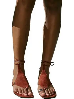Jeffrey Campbell Indio Wrap Sandals - Rust Suede