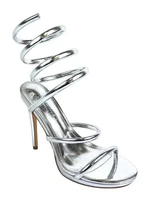 Frederick's Of Hollywood Sabine Strappy Stiletto Sandals - Silver
