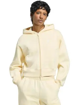 Adidas Essentials Fleece Cropped Full-zip Hoodie - Warm Vanilla