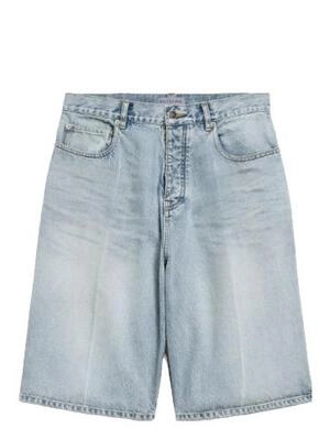Balenciaga Bleach Light Bleu Denim Stay Press Shorts - Blue