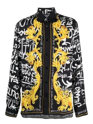 Versace All-over Printed Straight Hem Shirt - Black