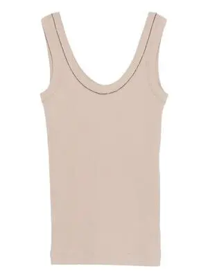 Brunello Cucinelli Embellished Ribbed Tank Top - Nude