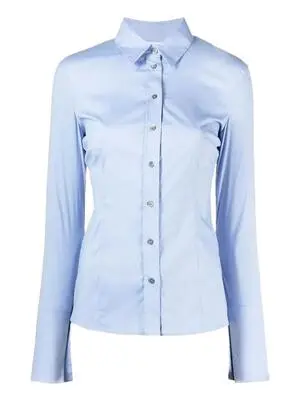 Patrizia Pepe Long-sleeved Shirt With Button-front Closure - Blue