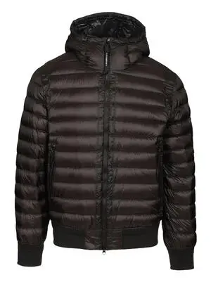 C.P. COMPANY Quilted Zip-up Hooded Jacket - Black