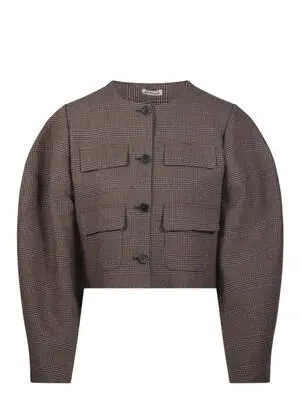 P.a.r.o.s.h Plaid Long Sleeve Casual Jacket - Black