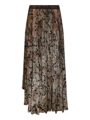 PIERRE-LOUIS MASCIA Printed Pleated Midi Skirt - Multicolor