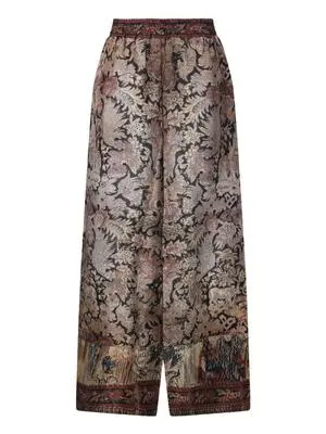 PIERRE-LOUIS MASCIA Aloes Printed Wide-leg Pants - Gray