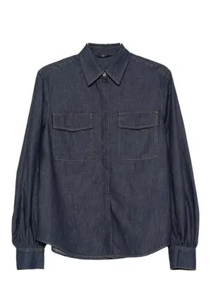 7 For All Mankind Balloon-sleeve Denim Shirt - Black