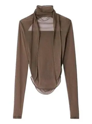 LEMAIRE Ballerina Sheer Scarf Top - Cocoa