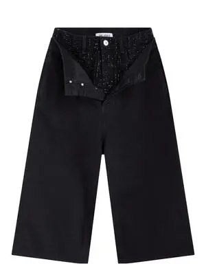 Attico Wide-leg Jeans With Crystal Embellishment - Black