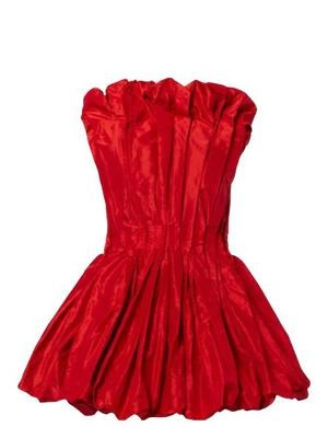Tove Marina Strapless Peplum Silk Taffeta Top - Red