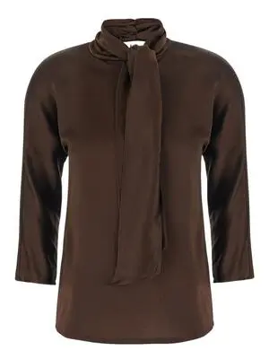 JUCCA Bow-neck Blouse - Brown