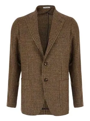 Tagliatore Single-breasted Plaid Blazer - Brown