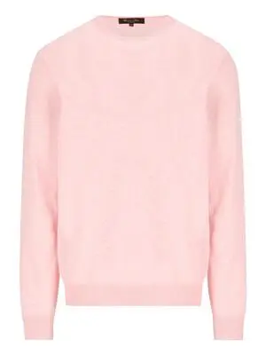 Loro Piana Crew Neck Sweater With Ribbed Details - Pink