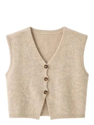 MIND TRAVELER Knitted Vest - Beige