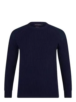 PAUL JAMES KNITWEAR 100% British Wool Ribbed Shooting Jumper - Blue