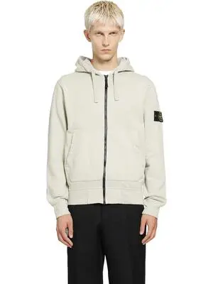 STONE ISLAND STONE ISLAND Organic Cotton Fleece Zip-Up Hoodie