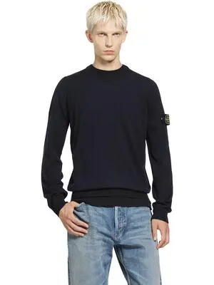 Stone Island 5100071 Pure Wool Crewneck Sweater - Blue
