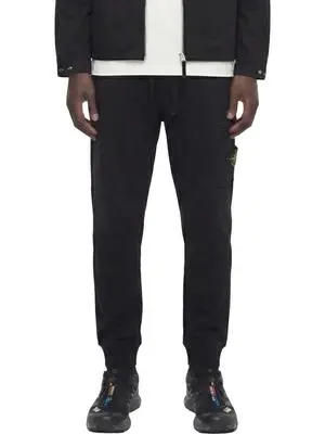 Stone Island 620001 Cotton Fleece Cargo Joggers - Black
