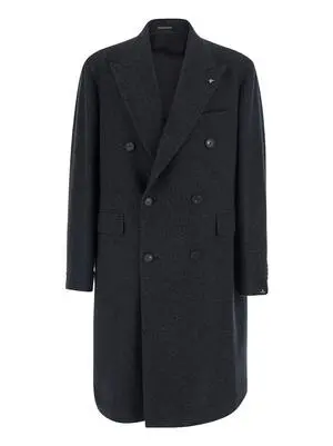 Tagliatore Tech Fabric Coat With Notched Lapel - Gray