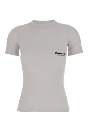 Balenciaga Off-white Beverly Hills Embroidered Stretch Jersey T-shirt - Multicolor