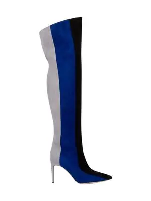 Manolo Blahnik Color Blocked Over The Knee Boots - Multicolor