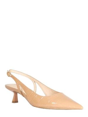 Dune London Slingback Pointed Toe Kitten Heel Pumps - Camel
