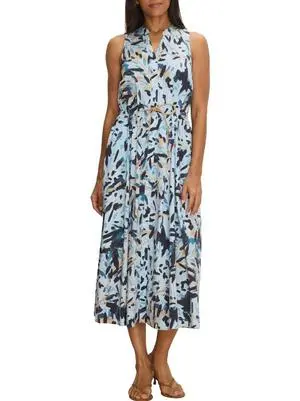 NIC+ZOE Garden Shade Sienna Midi Dress - Blue Multi