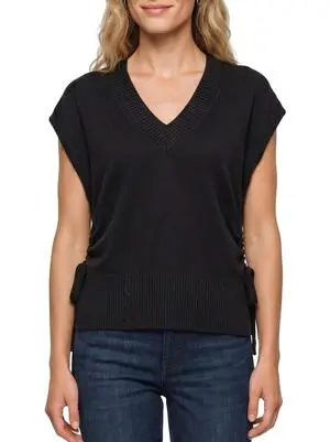 LIVERPOOL V-neck Dolman Sweater With Side Ties - Black