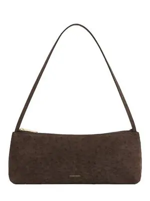 MANSUR GAVRIEL Gaia Ostrich Embossed Suede Baguette Bag - Ebony