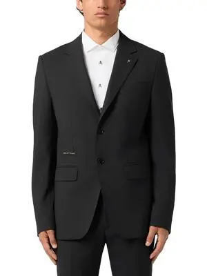 Philipp Plein Regular Fit Blazer Rever 2 Bottoni - Black