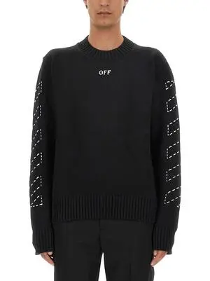 Off-White Jersey With Logo - Black