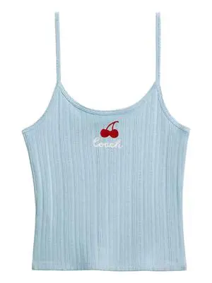COACH OUTLET Coach Cherry Pointelle Knit Tank Top - Blue