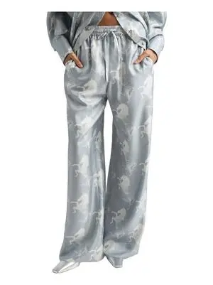 Stella McCartney Printed Silk Drawstring Wide-leg Pants - Blue/cream