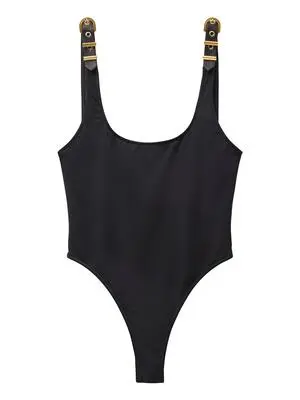 Versace Bodysuit With Metal Buckle Straps - Black