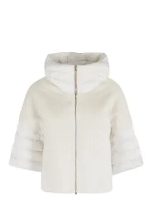 HERNO Herno Satin Alternative Fur Cape With Hood