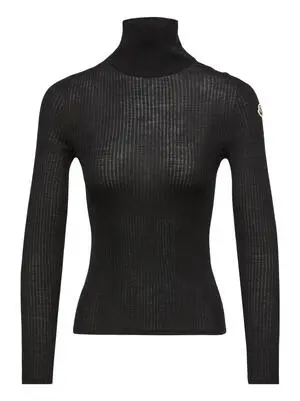 Moncler Textured Ribbed Turtleneck Sweater - Black